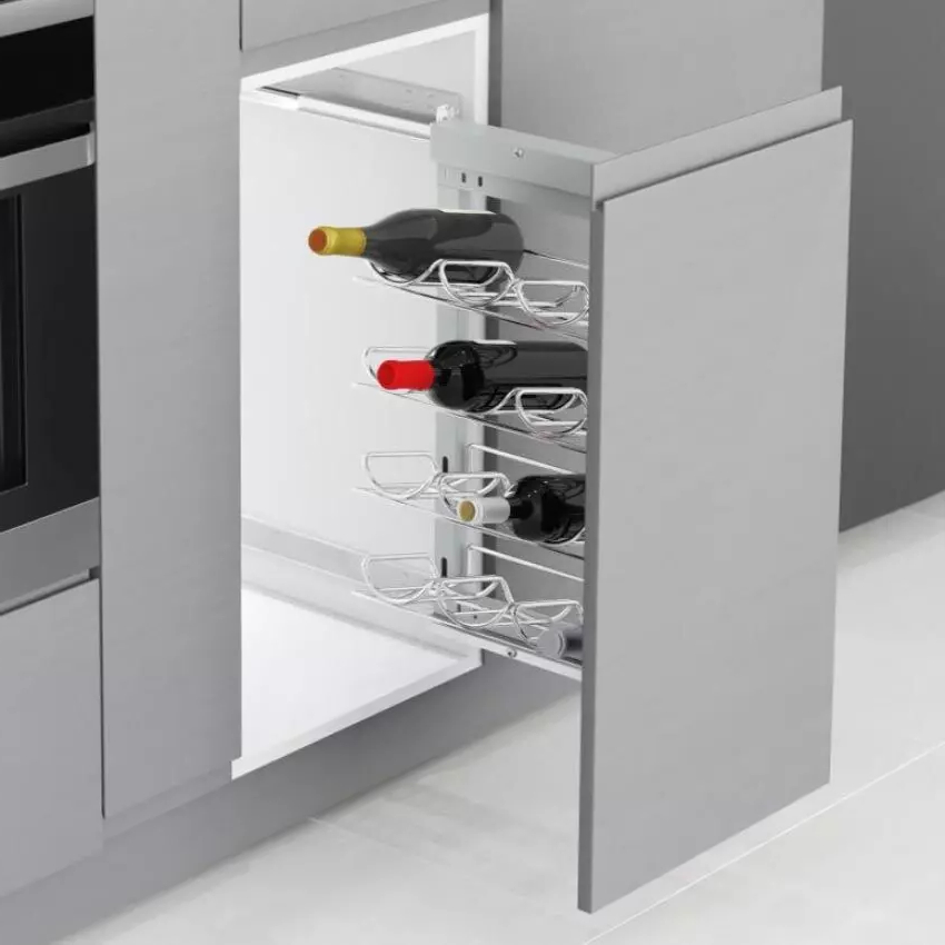 Карго для пляшок 4-рівневе з дотягувачем на тандем напрямних, лівий ...