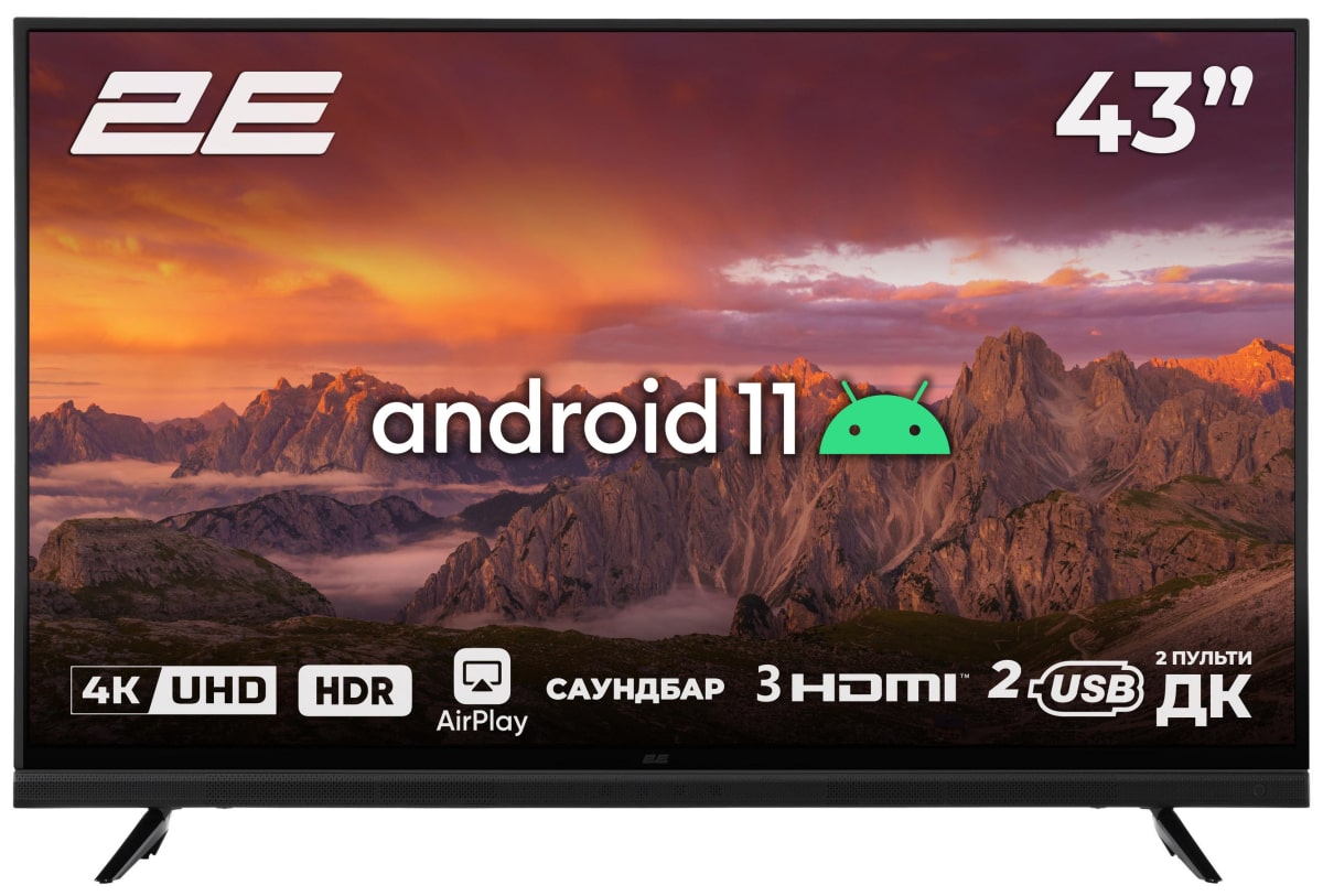 Телевизор 43" 2E LED 4K 50Hz Smart Android, Black 48560 Owwa