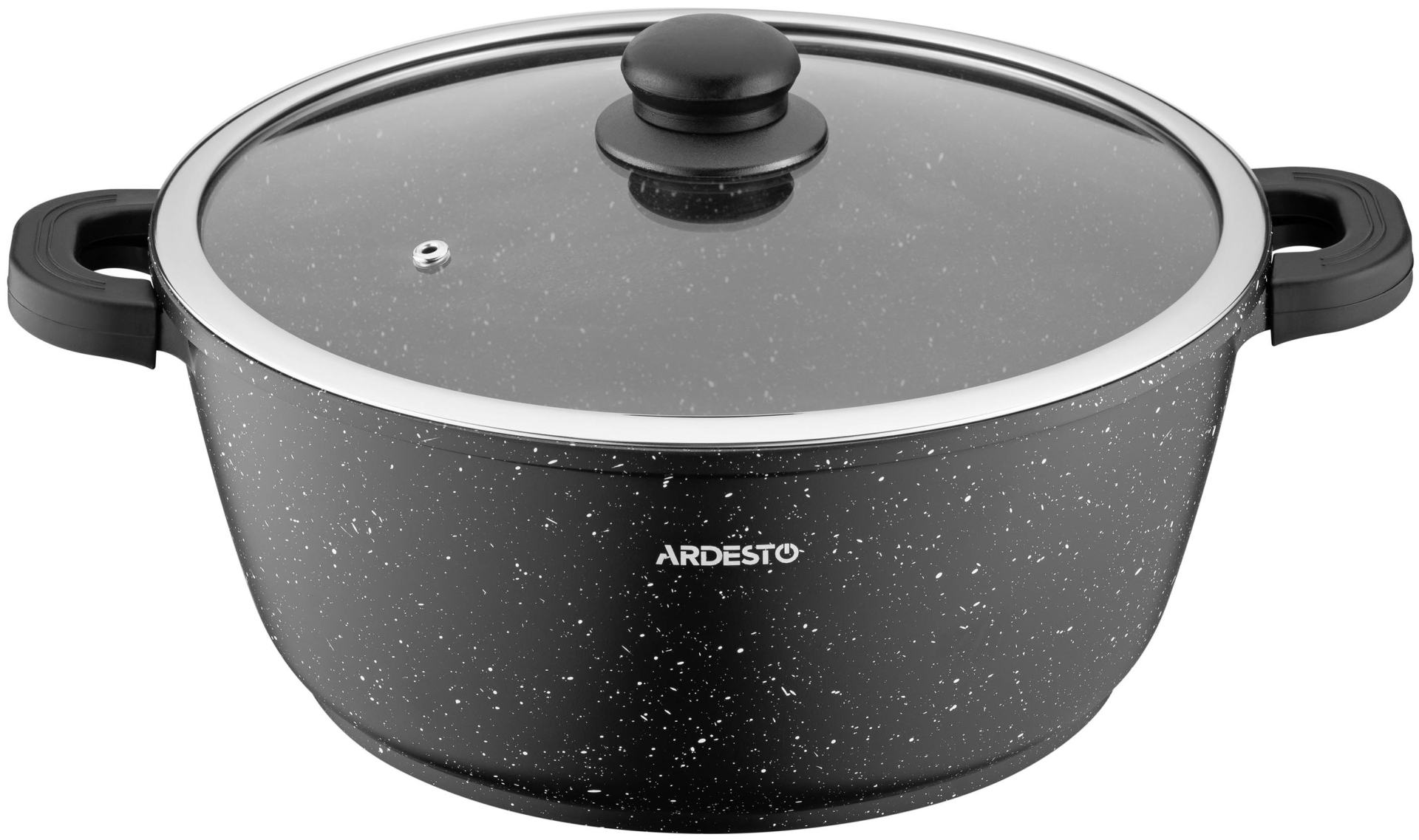Ardesto кастрюля gemini , стеклянная крышка, 28 см, черный мрамор, алюминий (54464) • Купить в ...