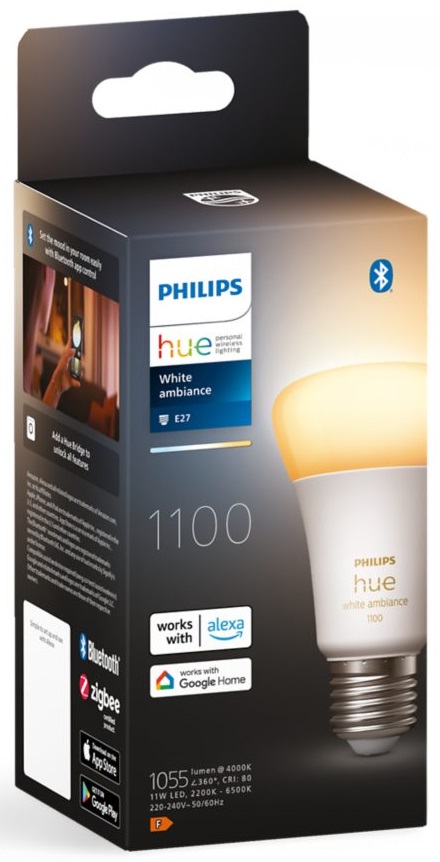 Philips Hue Лампа умная E27, 11W(60Вт), 2200K-6500K, Tunable white ...