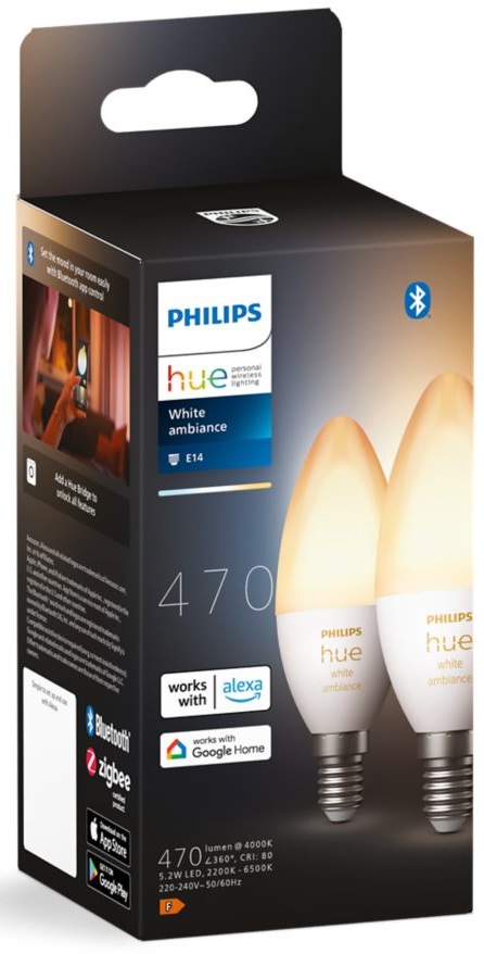 Philips Hue Лампа разумная E14, 5.2W(40Вт), 2200K-6500K, Tunable white ...