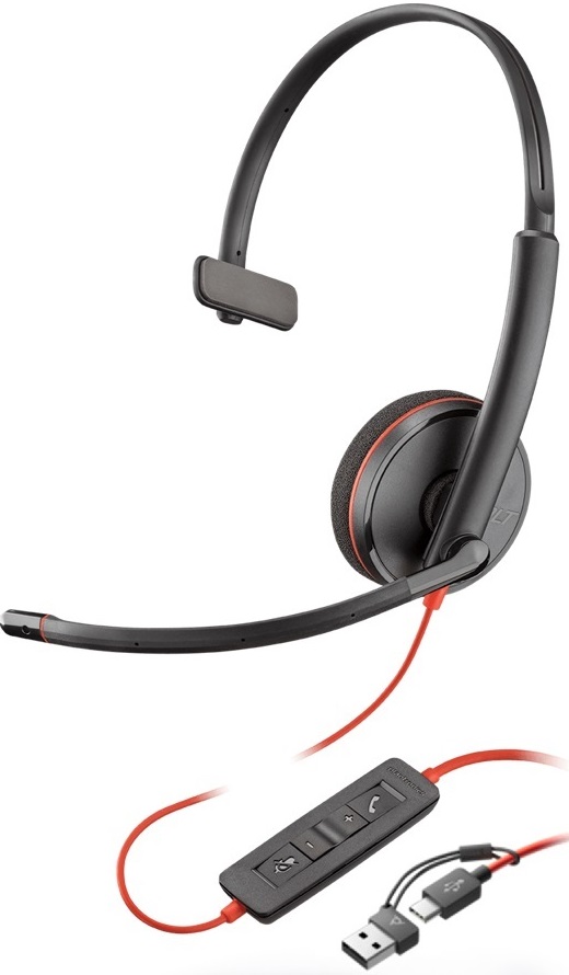 Poly Гарнитура компьютерная моно On-ear Blackwire 3210, USB-A, USB-C ...